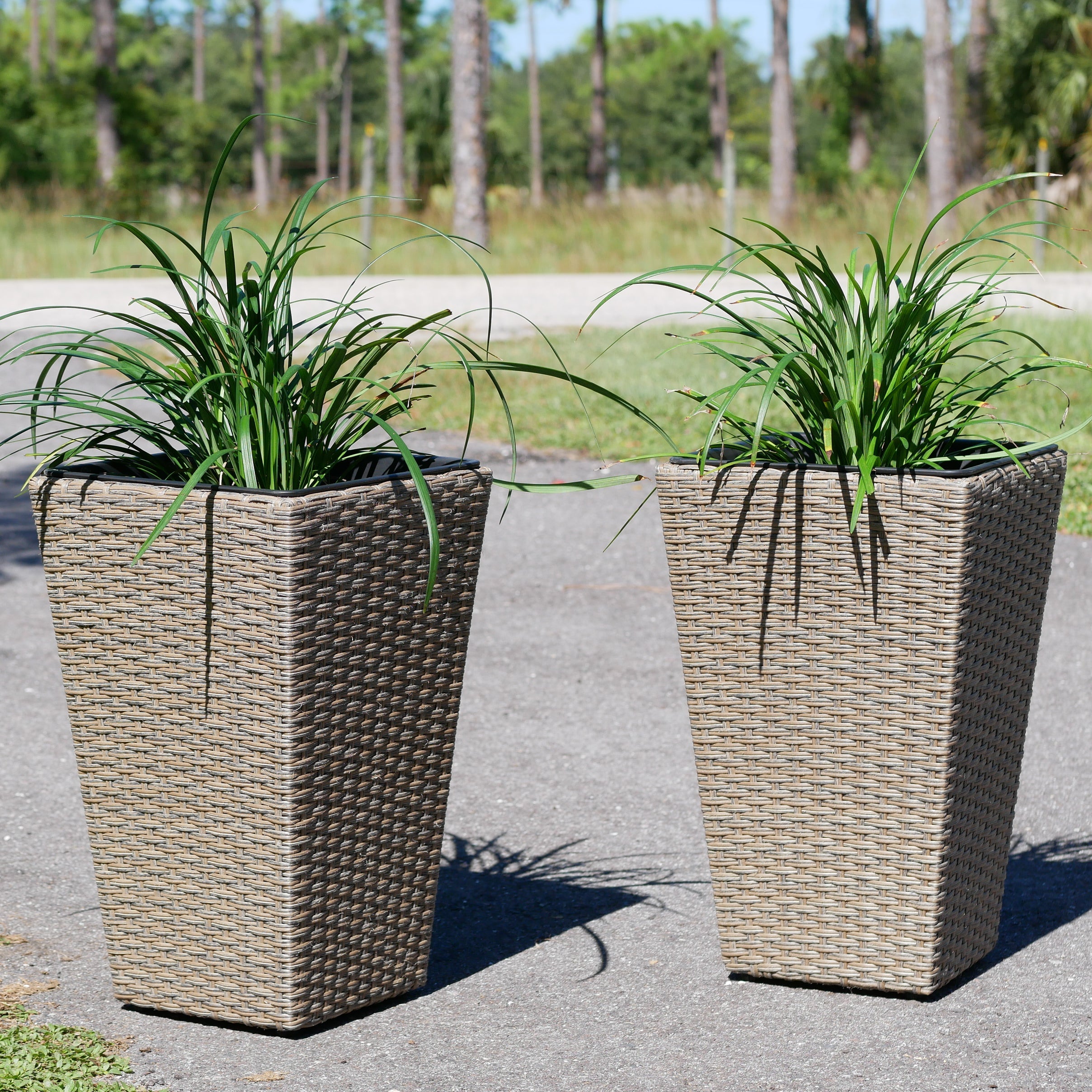 Set of 2 Wicker Planters – Rattan Planters